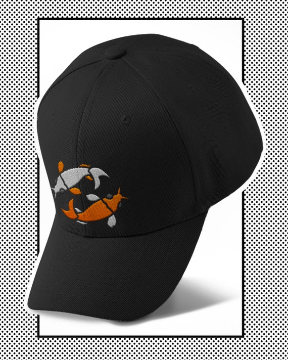 Cap With Koi Fish Embroidery Design for Streetwear Outfit - Etsy