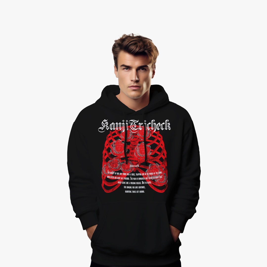 Cursed X-ray Rib Cage & Roses Hoodie | Macabre Japanese Streetwear ...