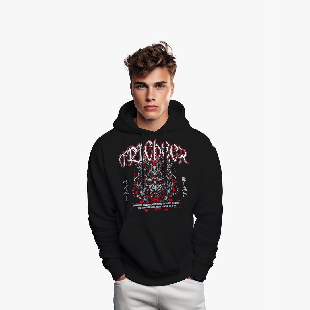 Cyber Ronin - Futuristic Cyberpunk Samurai Graphic Hoodie, Unisex ...