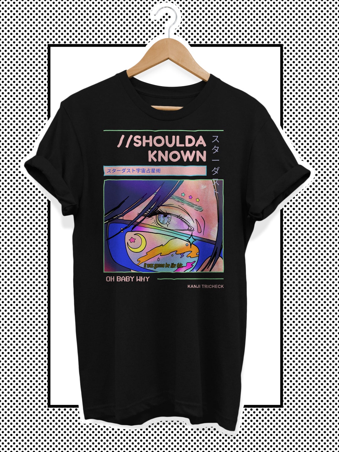 Black Vintage Anime Girl Merch T Shirt With Retro Vaporwave Graphics ...