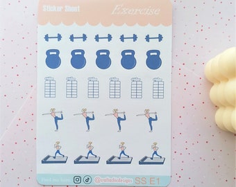 108 Tiny Fitness Exercise Baseball Planner Stickers, Tiny Sports ...