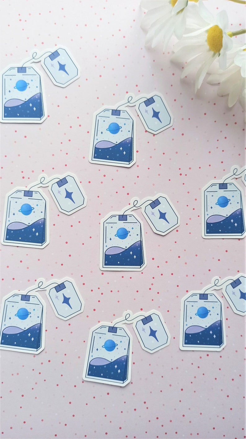 Galaxy Tea Bag Vinyl Waterproof Sticker / Celestial Die-cut - Etsy
