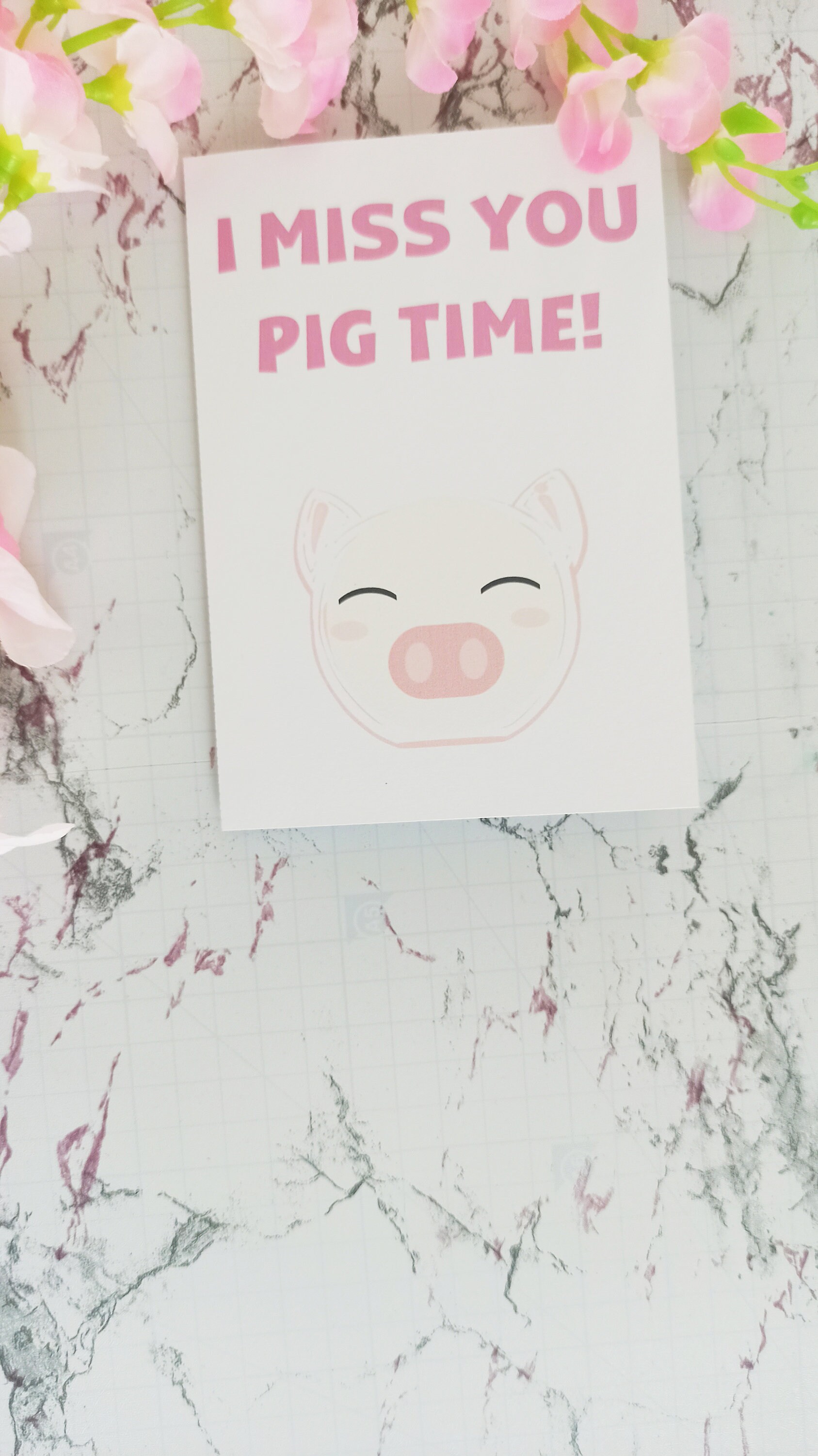 I Miss You Pig Time Greeting Card / Funny Illustrated Greeting | Etsy