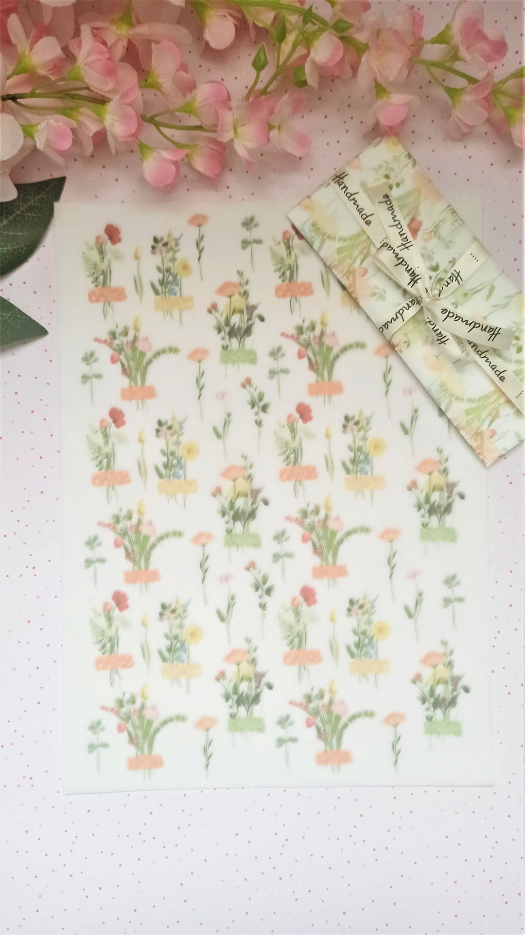 Pressed Flowers Tissue Wrapping Paper / Botanical Gift Tissue Paper ...