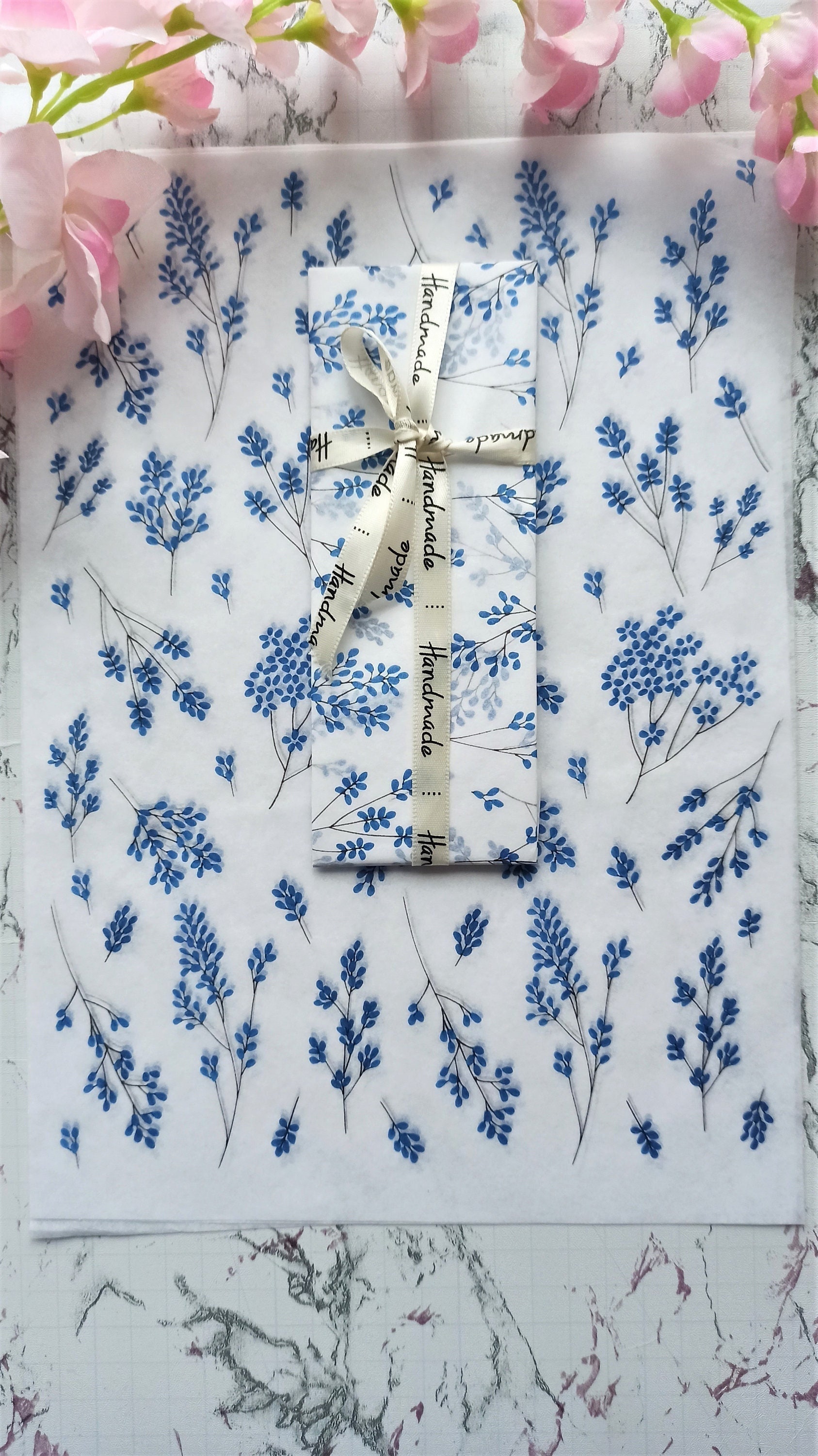 Blue Floral Tissue Wrapping Paper / Gift Tissue Paper / Floral | Etsy