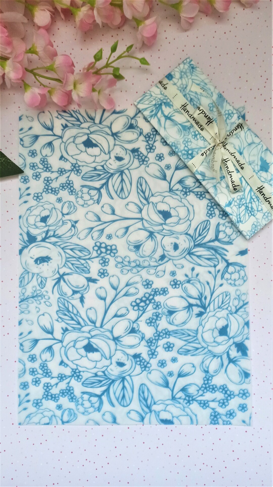 Blue Peony Flower Tissue Wrapping Paper / Gift Tissue Paper / Floral ...