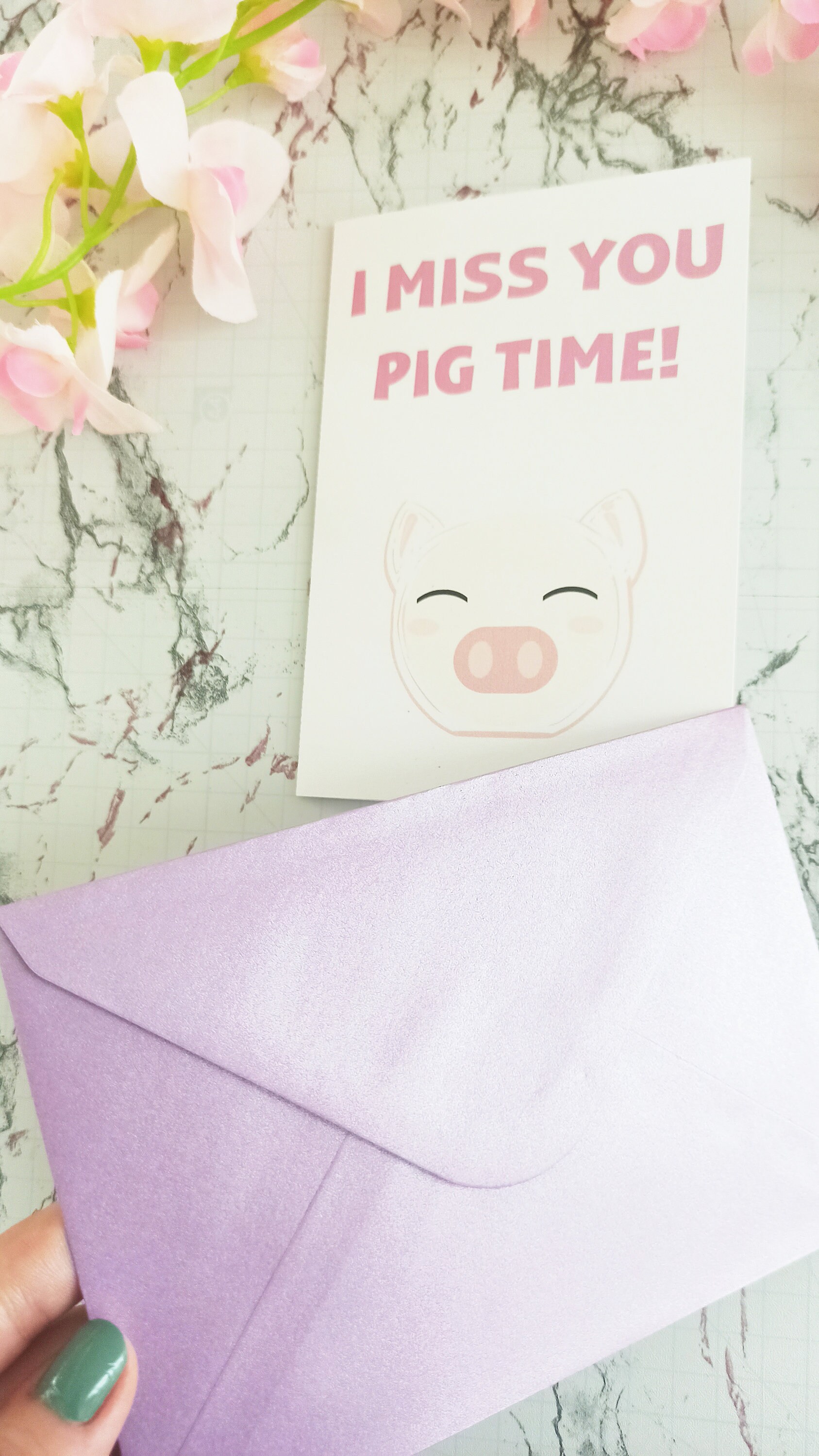 I Miss You Pig Time Greeting Card / Funny Illustrated Greeting | Etsy