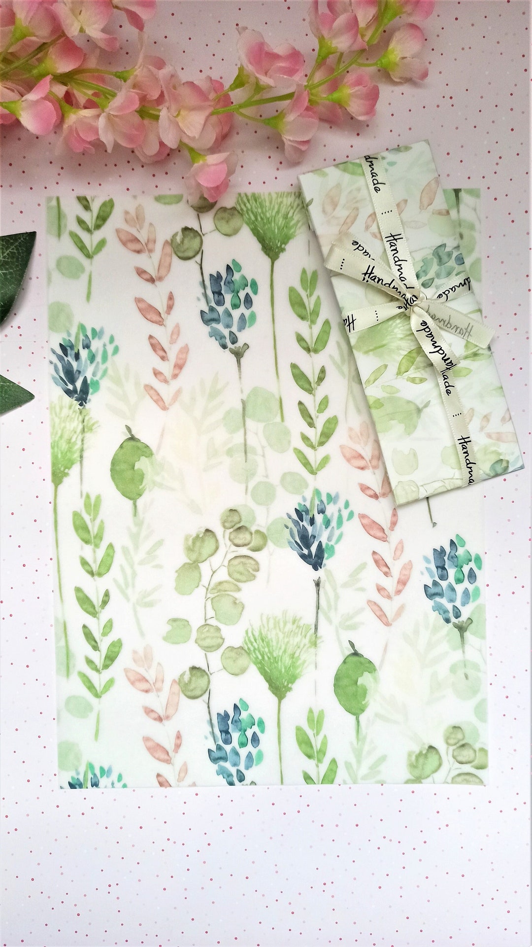 Watercolor Leaf Tissue Wrapping Paper / Gift Tissue Paper / Spring ...