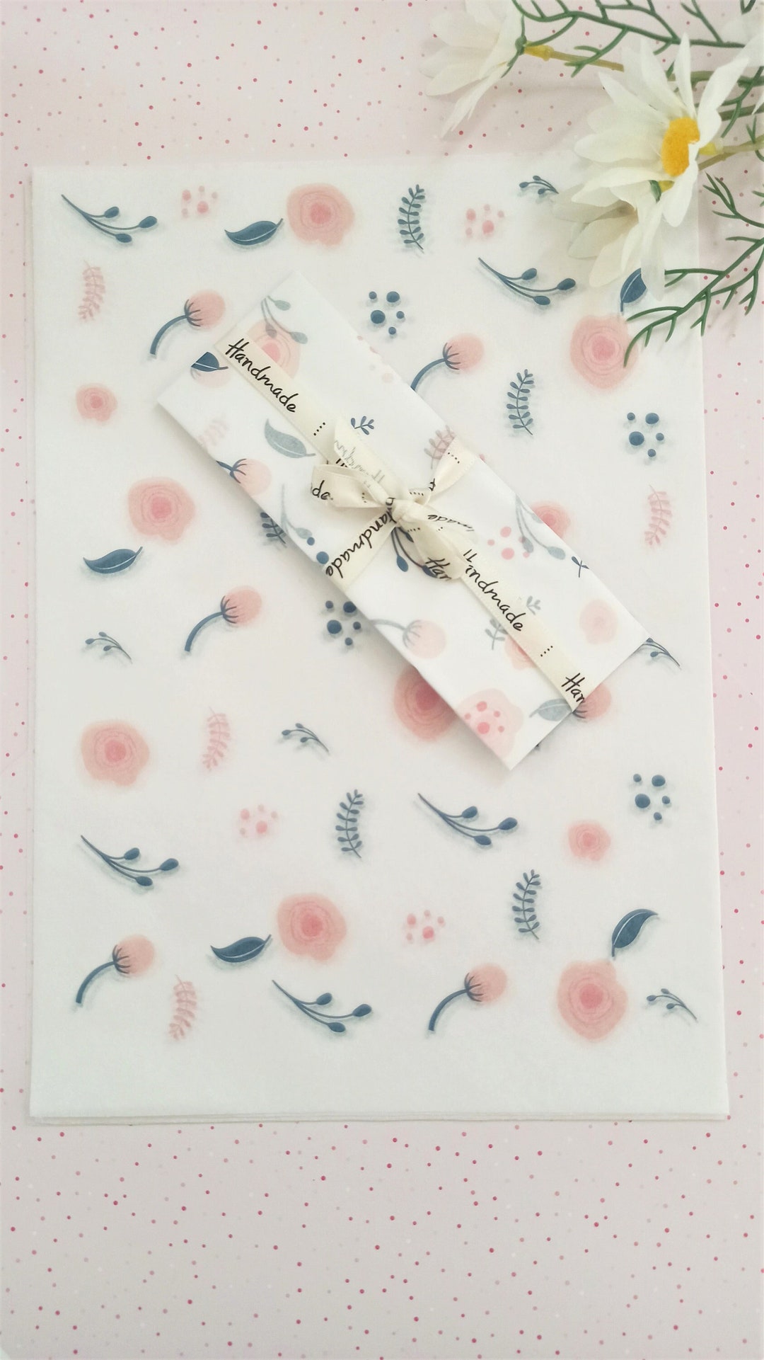 Pink Flowers Tissue Wrapping Paper / Gift Tissue Paper / Floral ...