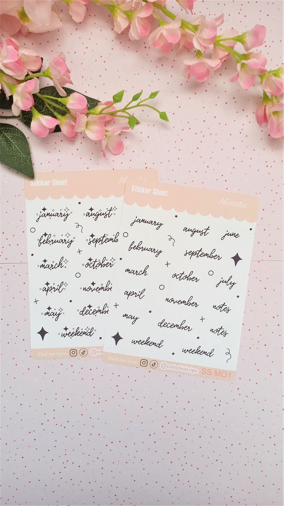 Starry Months of the Year / Bujo Stickers, Scrapbooking, Vinyl Planner ...