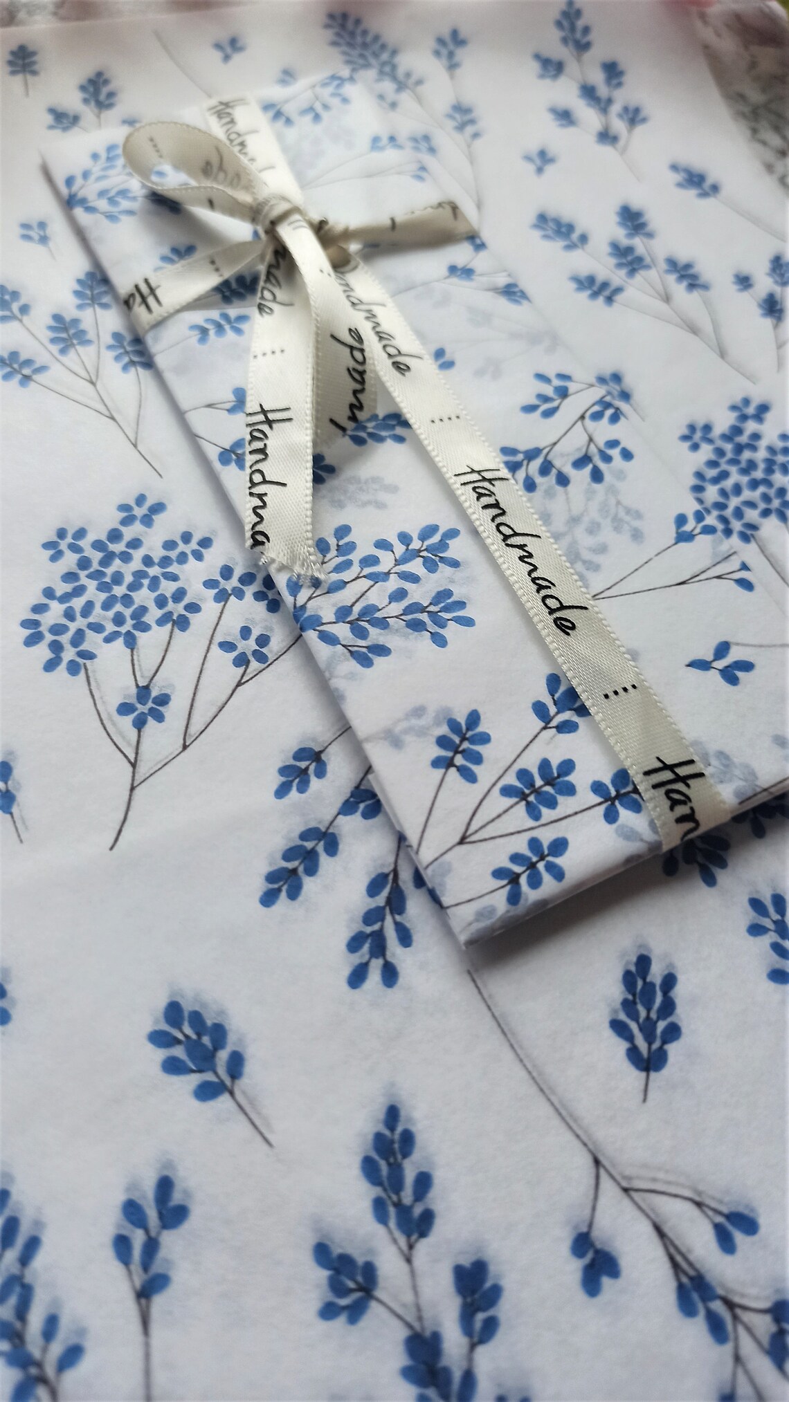 Blue Floral Tissue Wrapping Paper / Gift Tissue Paper / Floral | Etsy