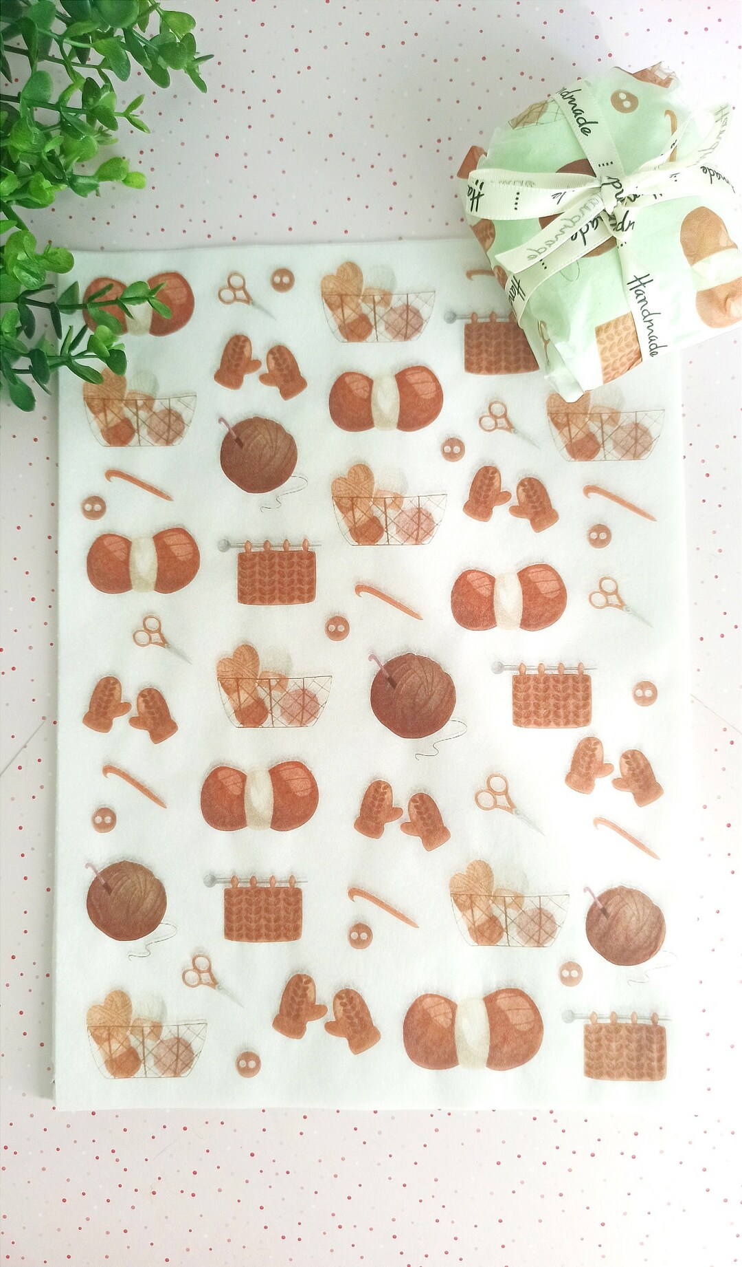 Watercolor Yarn Crafts Tissue Wrapping Paper - Beige Brown Crochet ...