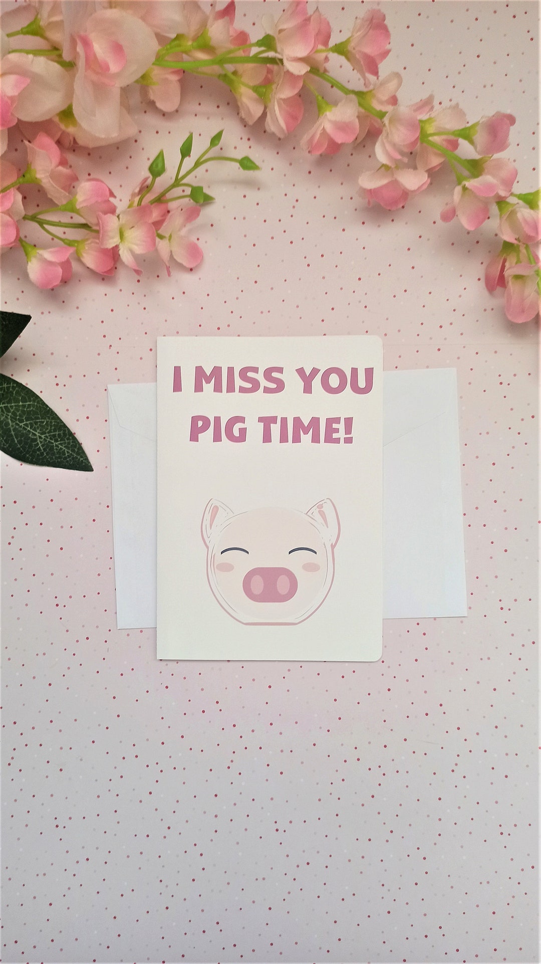 I Miss You Pig Time Greeting Card / Funny Illustrated Greeting - Etsy