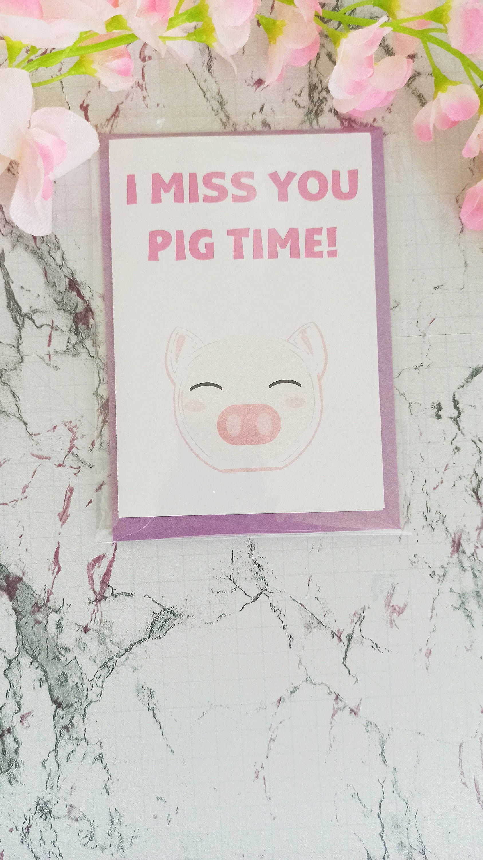 I Miss You Pig Time Greeting Card / Funny Illustrated Greeting | Etsy