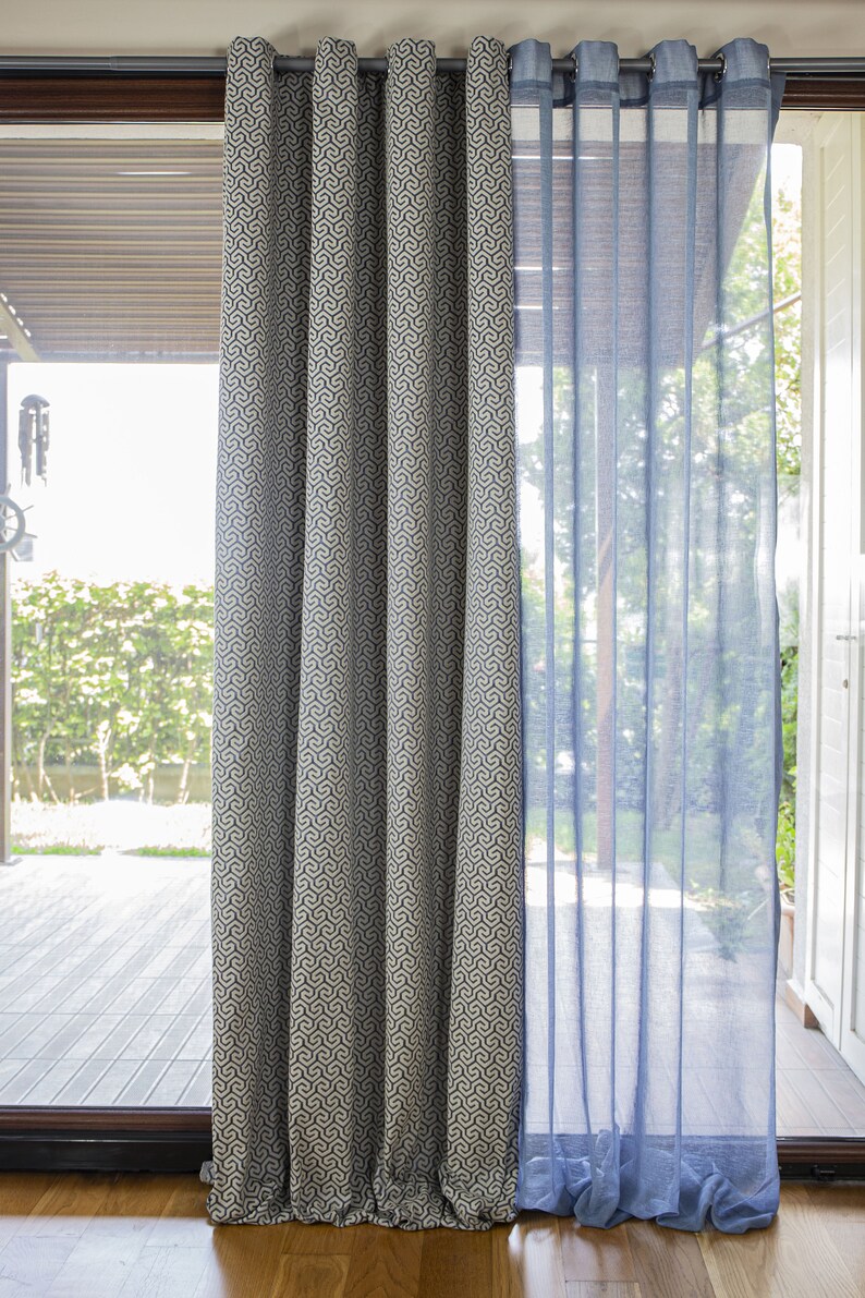 Cotton Geometric Shapes Drapery Curtainscustom Made Cotton - Etsy