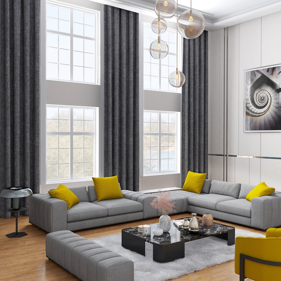 Chenille Drapery Curtains: Art Deco Extra Long Window Panels - Etsy