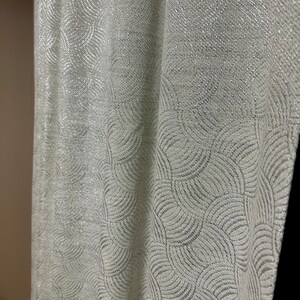 White Shimmer Cotton Drapery Curtains, Curtain Panels, Art Deco ...