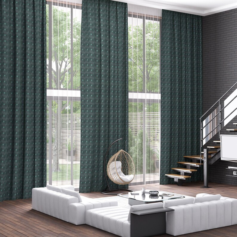 Pair Extra Long Drapery Curtains Pair Curtains Panel Art | Etsy