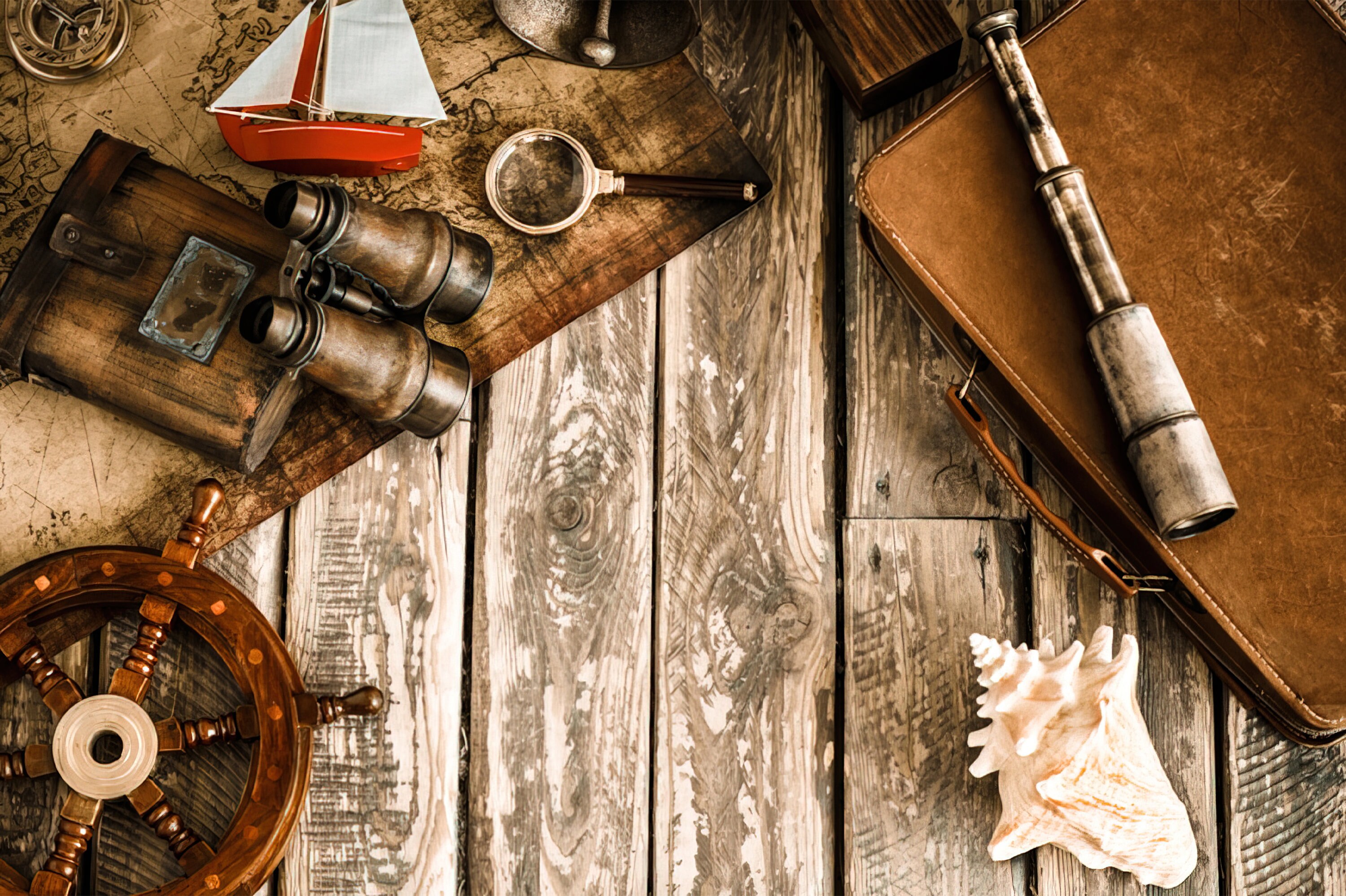 Wallpaper Marine Still Life Map Compass Binoculars Steering Wheel ...