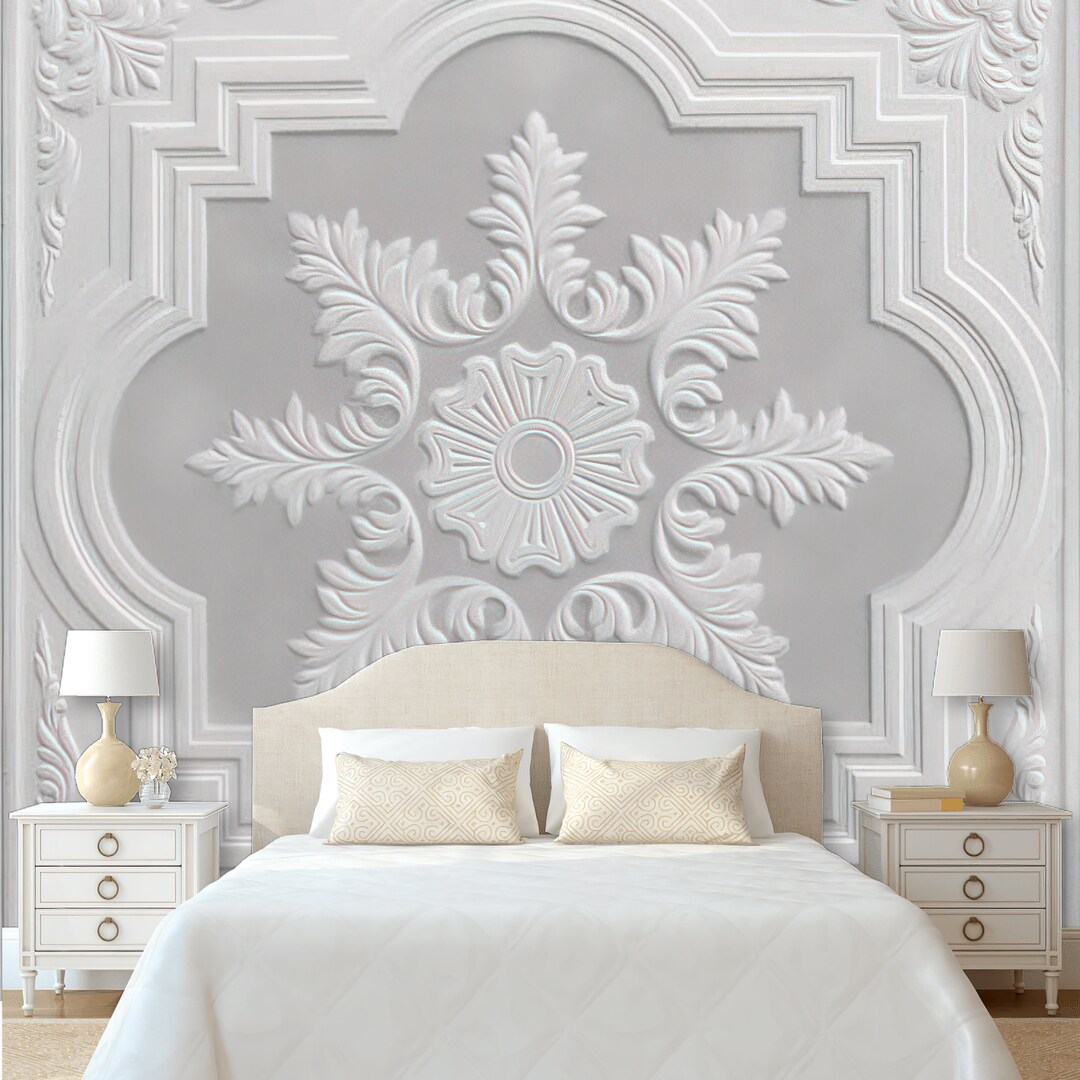 3D Wallpaper White Gypsum Pattern - Etsy