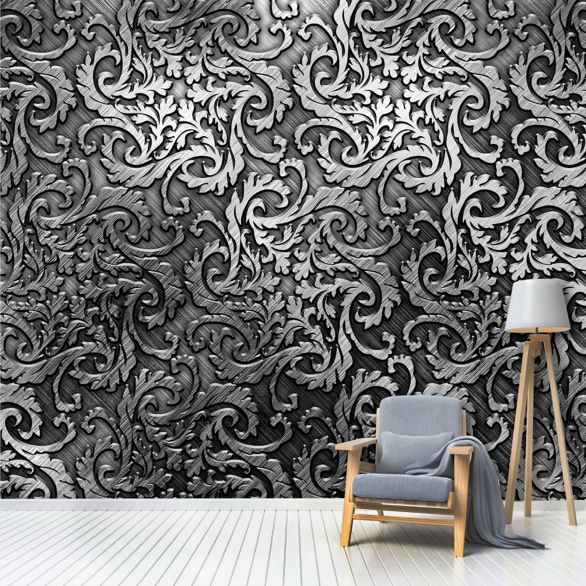 3D Wallpaper Metallic Pattern | Etsy