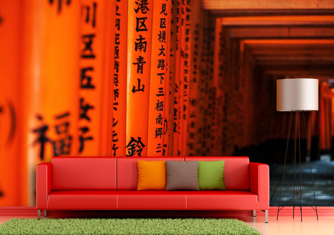 Wallpaper Red Buddhist Gate With Oriental Inscriptions Japan Wall Art ...
