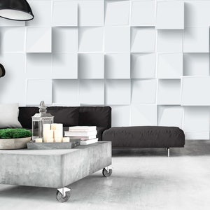 3D Wallpaper White Labyrinth Square 3d Image Peel and Stick - Etsy