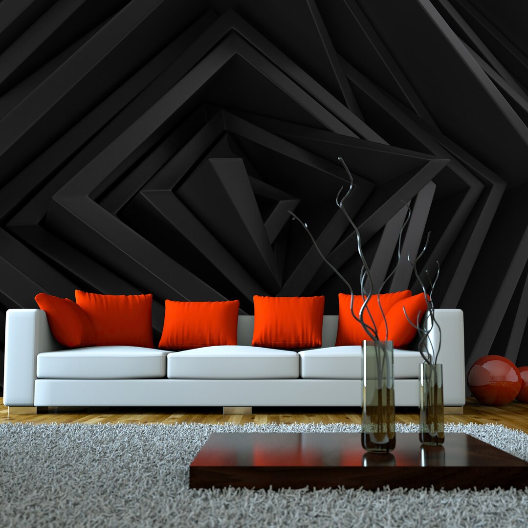 3D Wallpaper Black Abstract Volumetric Spiral - Etsy