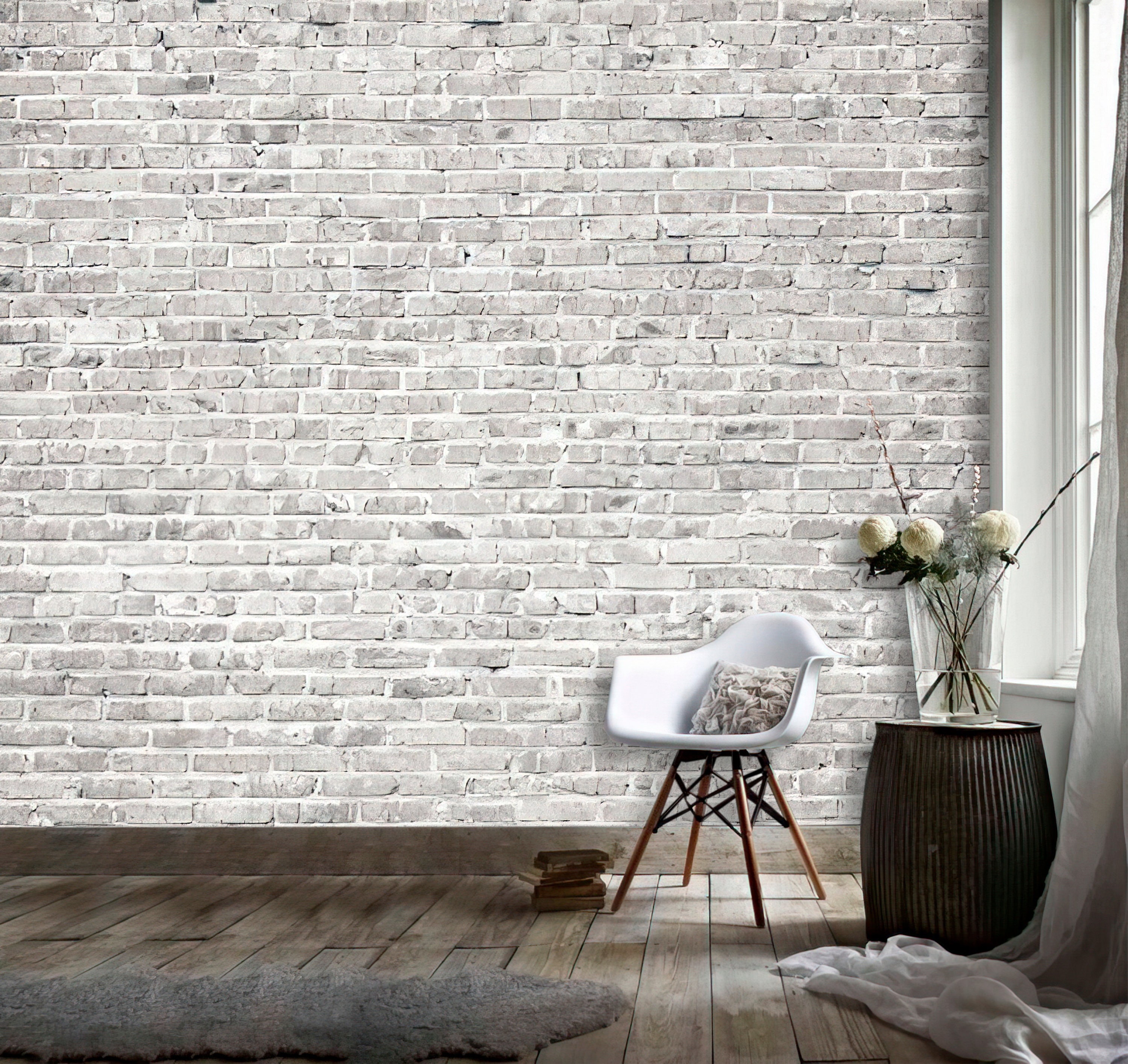 3D Wallpaper White Brick Wall Wallcovering Art Mural - Etsy UK
