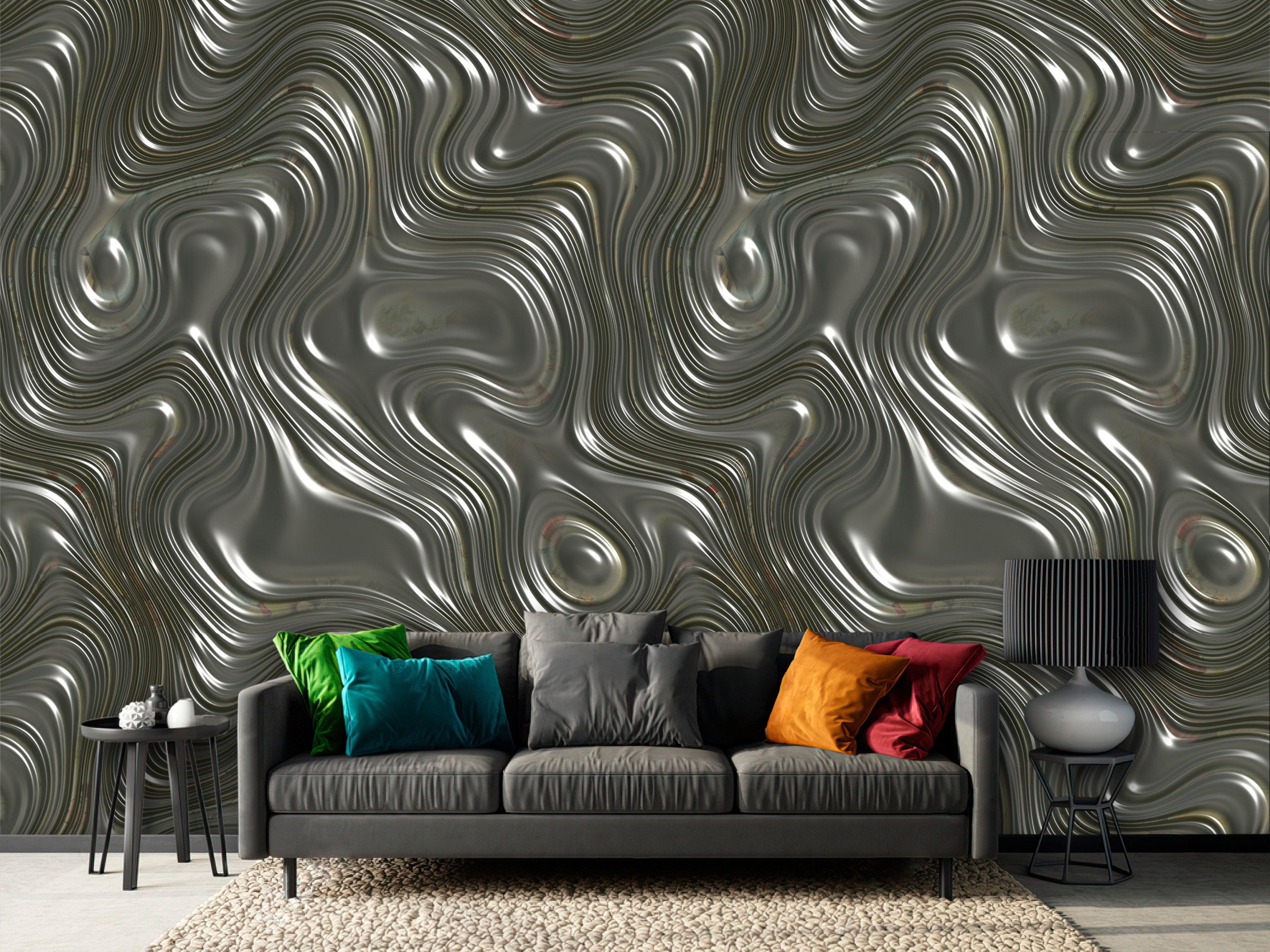3D Wallpaper Metallic Effect Design Print Extra Large Wall Art - Etsy