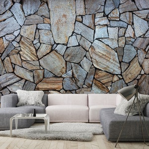 Natural Stone Fieldstone Wall Texture Closeup Removable Wallpaper - Etsy