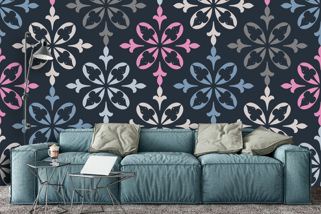 Wallpaper Flowers Pattern 3d Image Removable Wallpaper - Etsy
