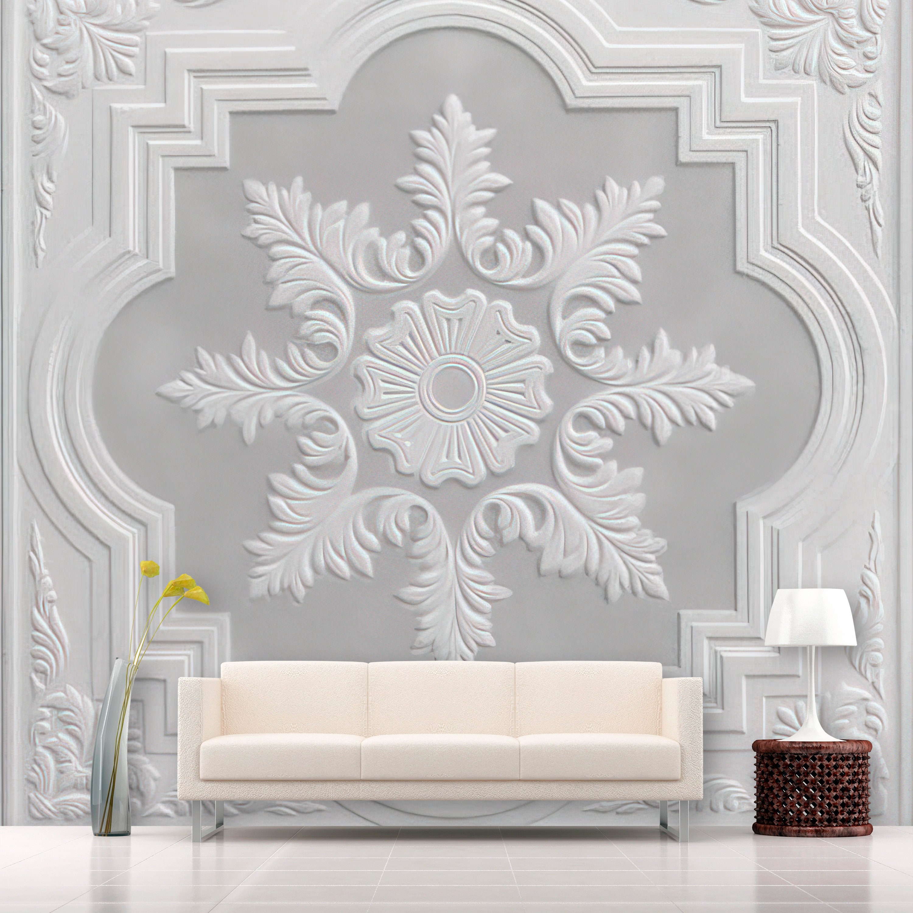 3D Wallpaper White Gypsum Pattern - Etsy