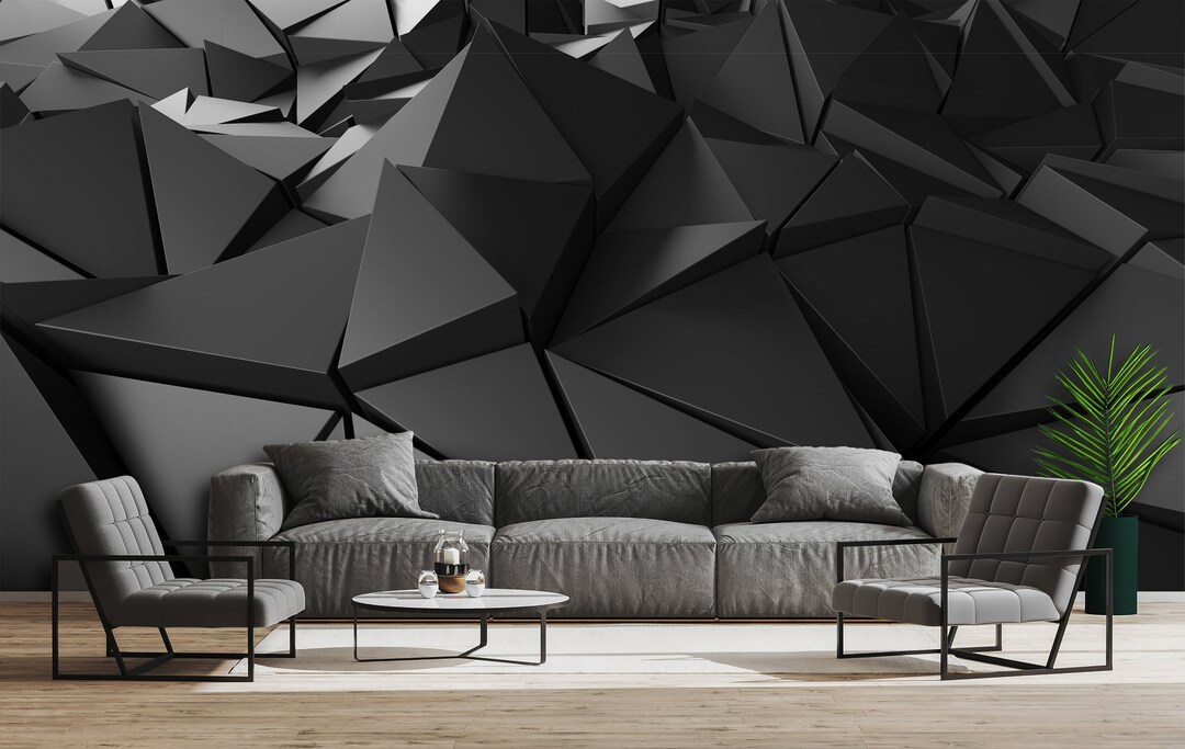 3D Wallpaper Volumetric Gray Triangles Wallcovering Art Mural - Etsy