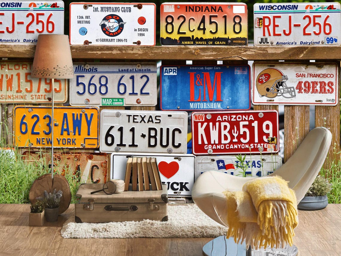 American Number Plates, Peel and Stick Wallpaper - Etsy
