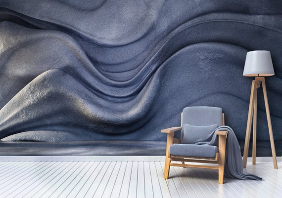 3D Wallpaper Large Gray Stone Volumetric Waves | Etsy