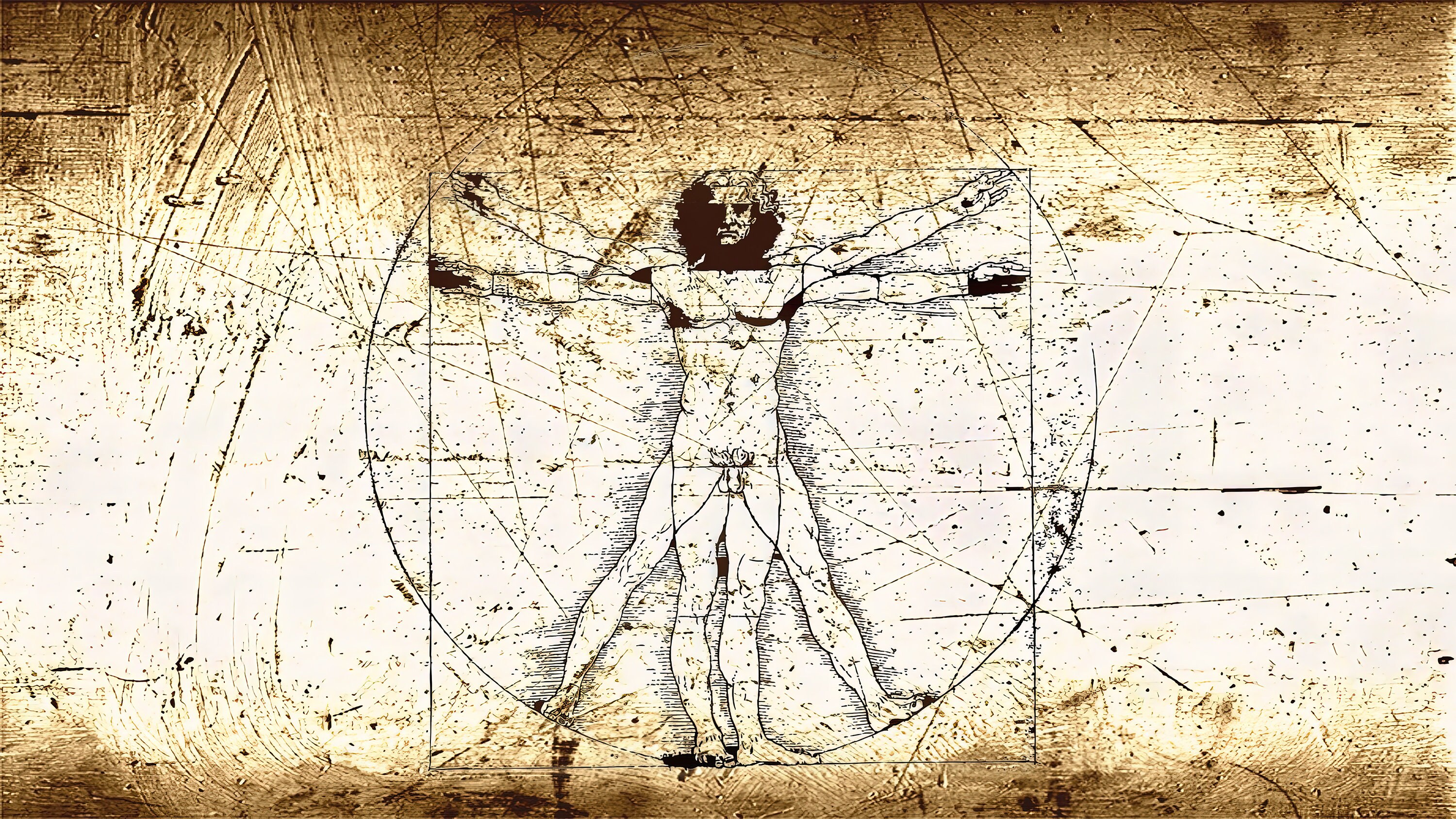 Wallpaper Leonardo Da Vinci Vitruvian Man | Etsy