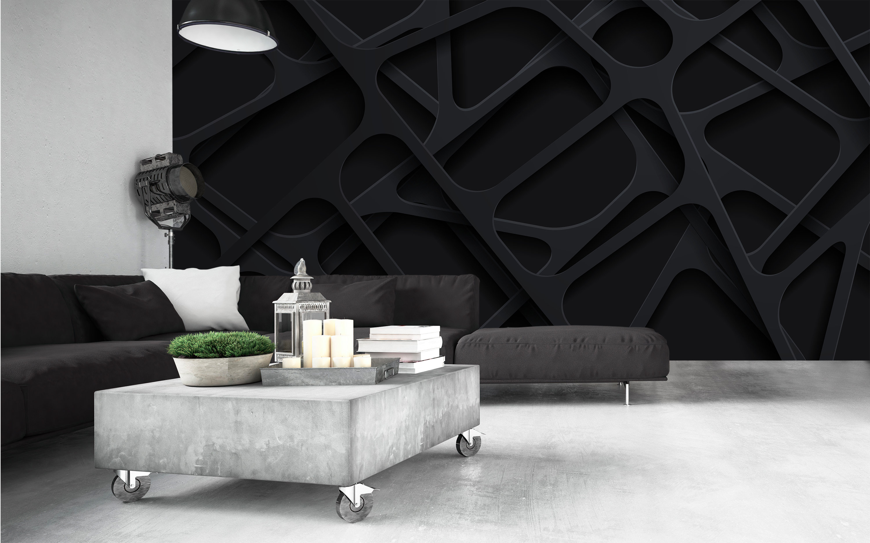 Black Abstract Wallpaper With Dark Concept Wall Art - Etsy