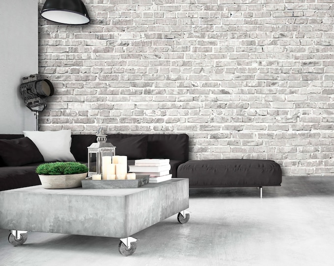 3D Wallpaper White Brick Wall Wallcovering Art Mural | Etsy