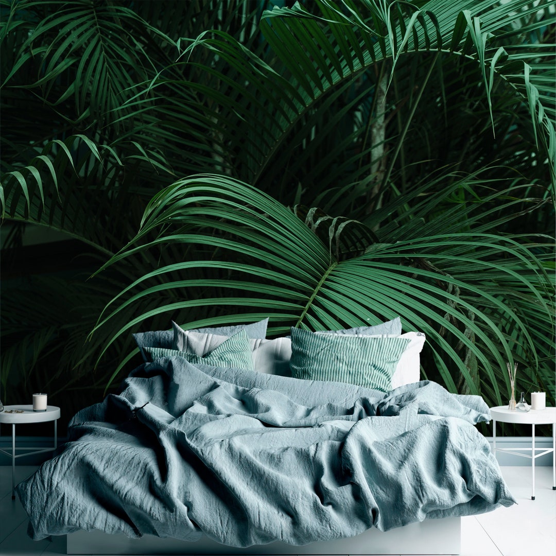 Wallpaper Floral Tropical Leaves Wallcovering on Non-woven Base - Etsy