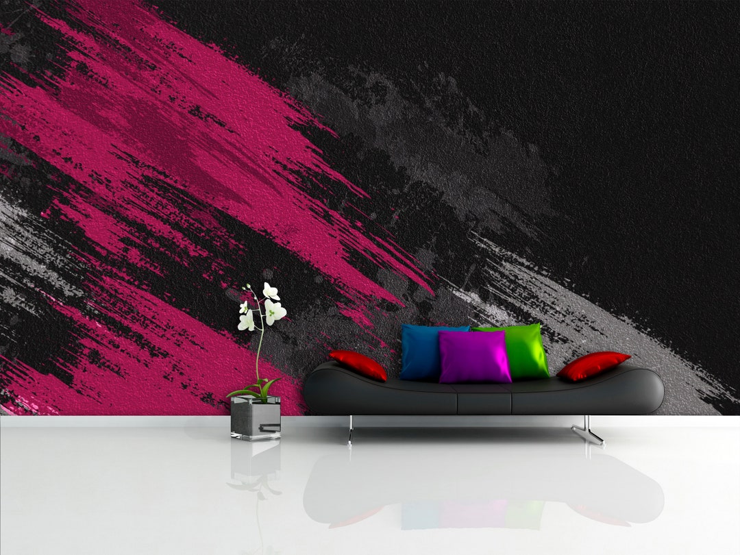 Wallpaper Abstract Background Geometric Pink and Black - Etsy