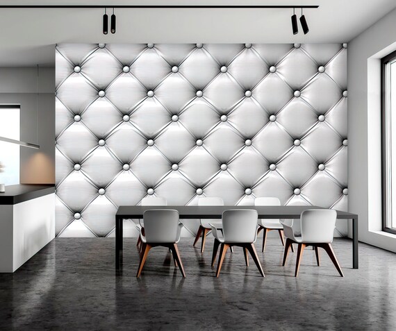 White Tufted Wallpaper