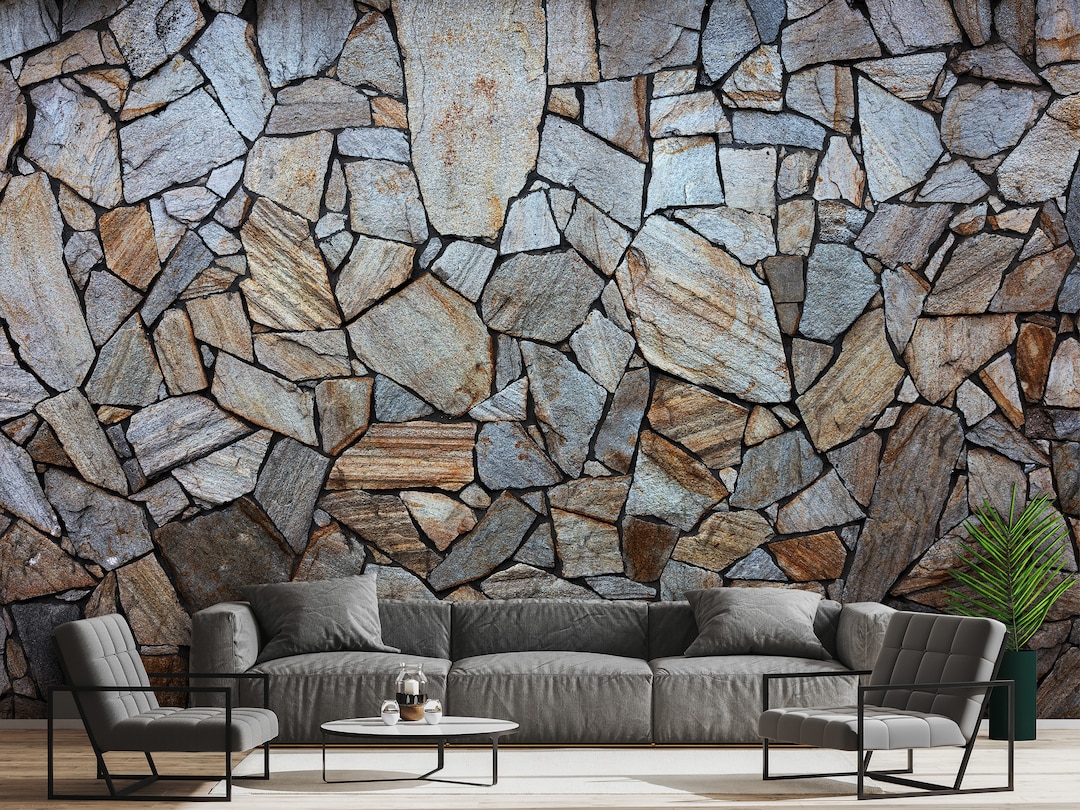 Natural Stone Fieldstone Wall Texture Closeup Removable Wallpaper - Etsy