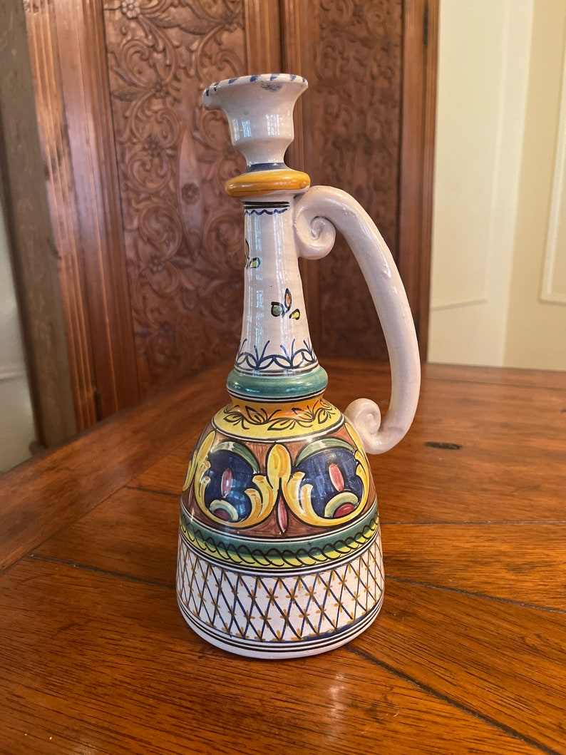 Mexican Talavera Funnel Pitcher With Handle-vintage-signed - Etsy