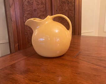 Hall Pottery Mustard Yellow Cannonball Tilting Pitcher 8 - Etsy