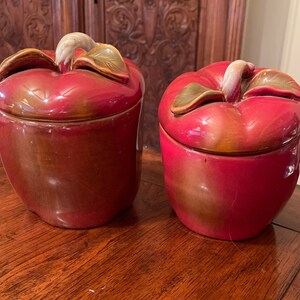 Vintage Ceramic Apple Canister Set of 3 With Matching Salt and - Etsy