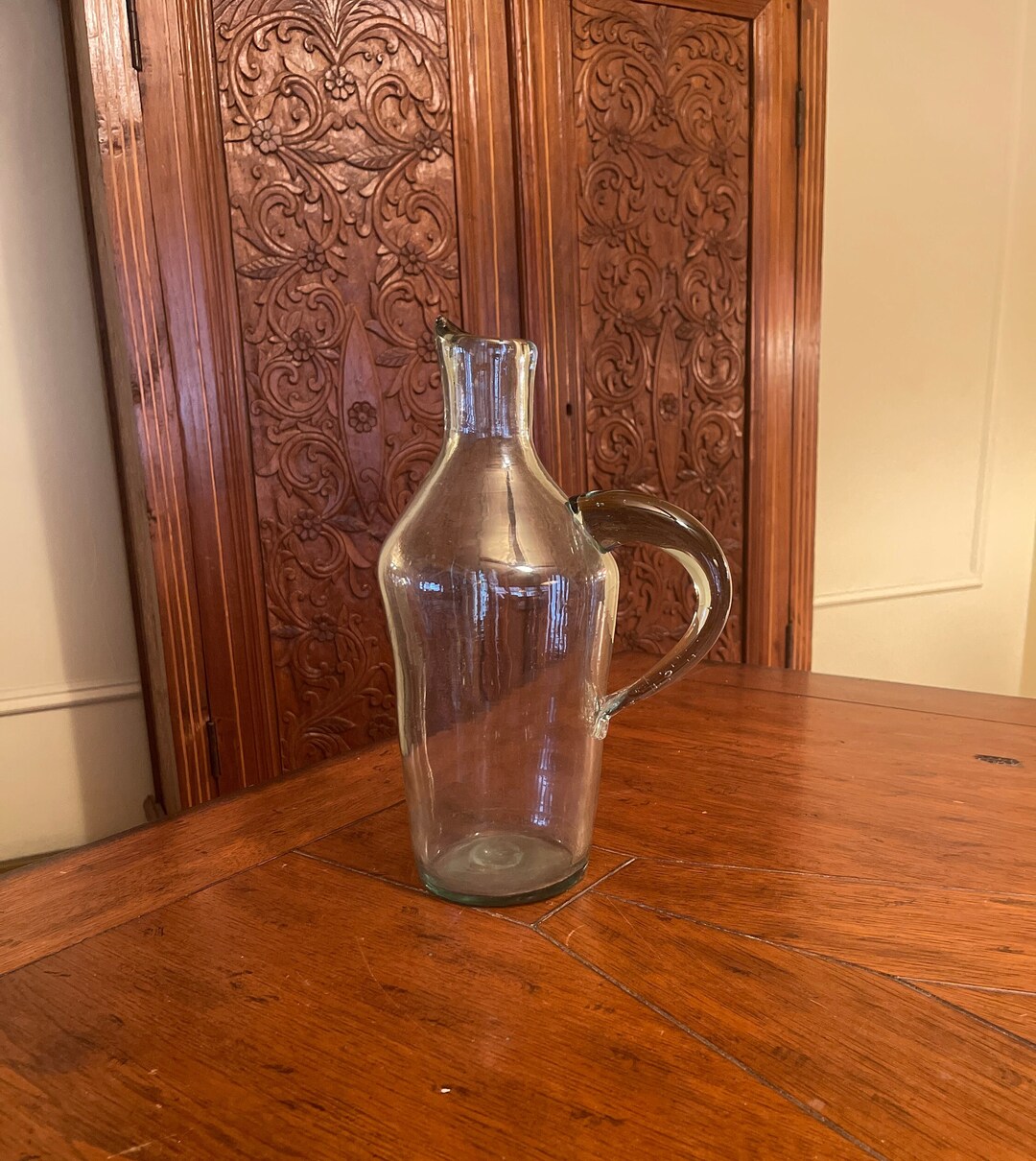 Hand Blown Recycled Glass Pitcher With Handle - Etsy