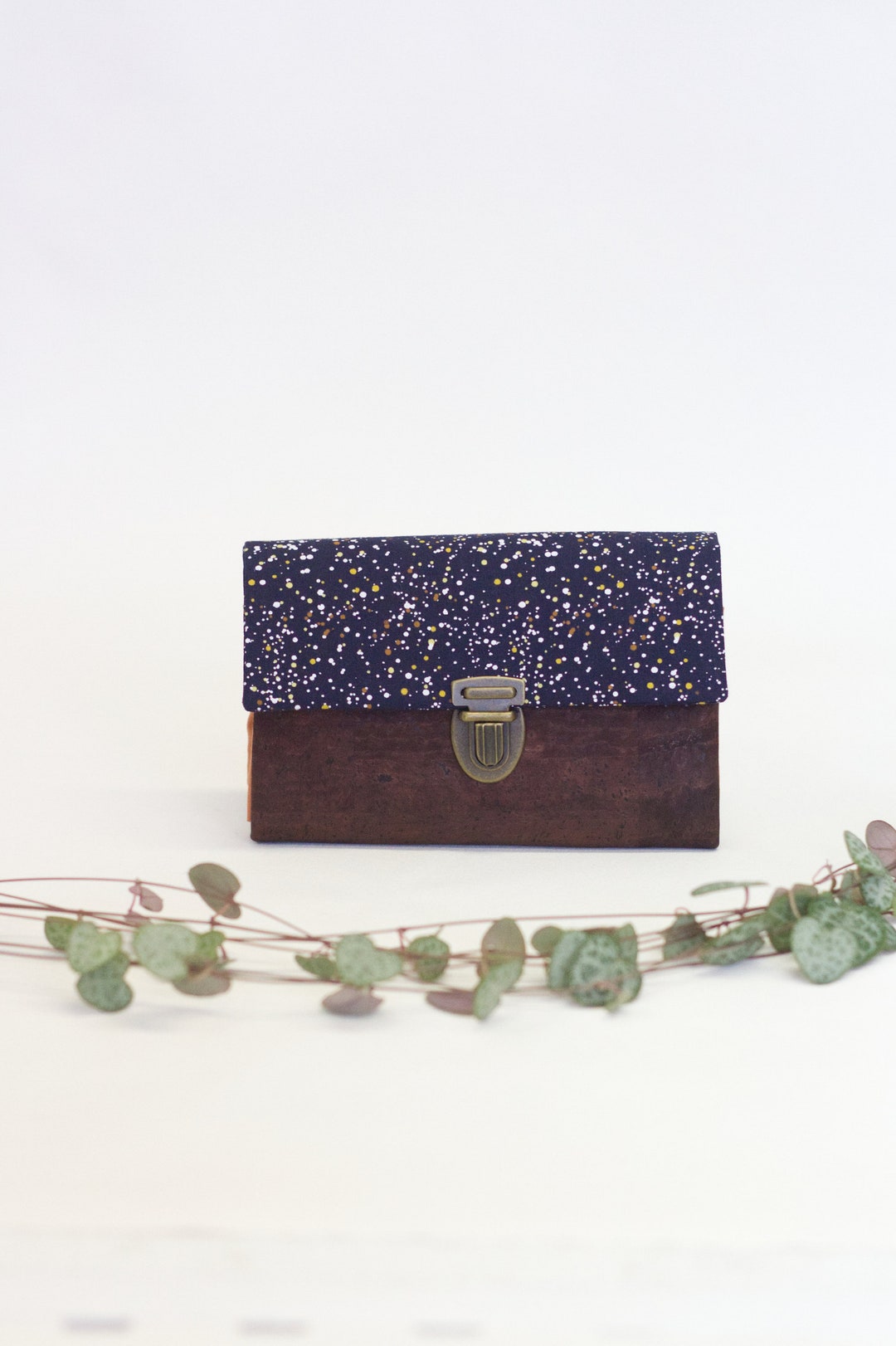 Small Cork Wallet With Clasp, Ladies, Blue, Dots - Etsy
