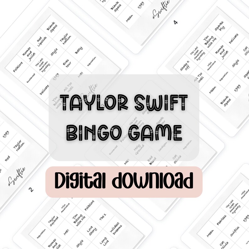 Bachelorette Party Games Taylor Swift Fun Game, Music Bingo, Swiftie ...