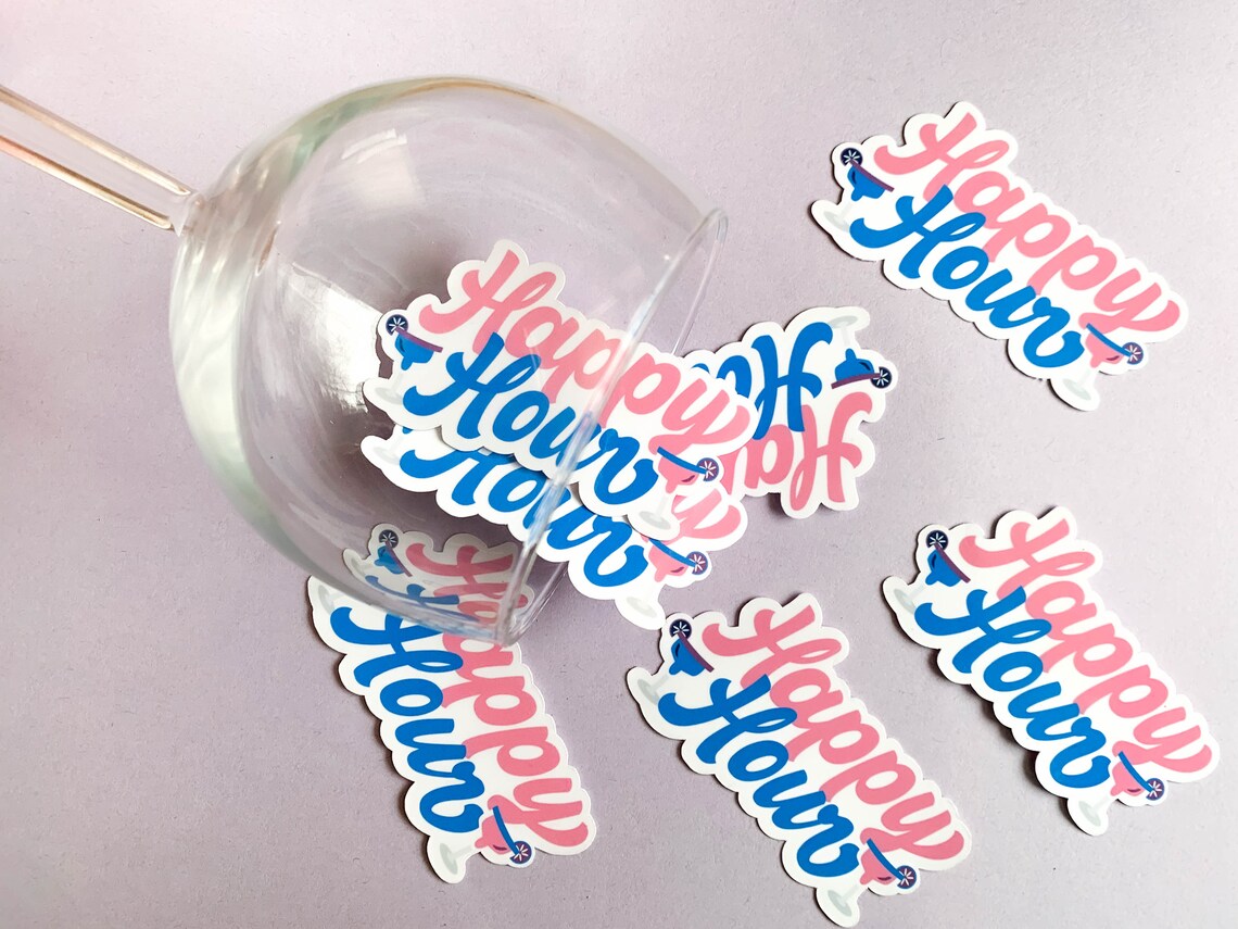 Happy Hour Sticker Waterproof Vinyl Sticker - Etsy